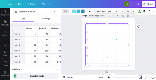 How to create a scatterplot in Canva!
