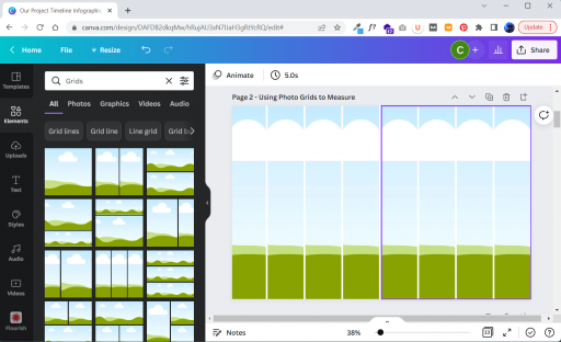How to create a timeline infographic using Canva.