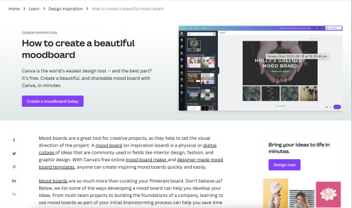 How to make a mood board with Canva.