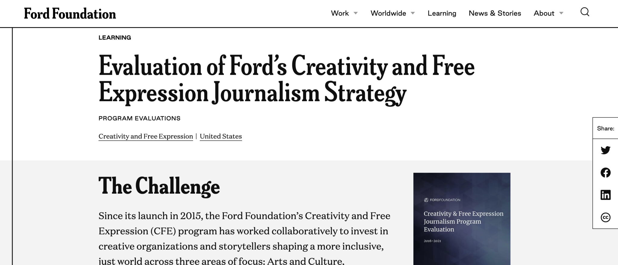 Report Study – Ford Foundation Evaluations